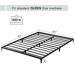 GAOMON 6 Inch Low Queen Bed Frame Heavy Duty Metal Mattress Foundation Platform Sturdy Steel Slat No Box Spring Needed, Easy Assembly, Noise Free