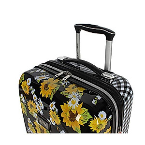Betsey Johnson 30 Inch Checked Luggage Collection - Expandable Scratch Resistant (ABS + PC) Hardside Suitcase - Designer Lightweight Bag with 8-Rolling Spinner Wheels (Sunflower)