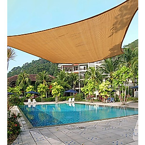 YGS 20 ft x 20 ft Oversized Sun Shade Sail UV Block Fabric Patio Shade Sail in Color Sand