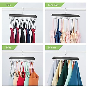 OMHOMETY Belt Hanger for Closet Max 60 Belts, Sturdy Wood Belt Organizer with 20 Hooks, Hanging Belt Rack Belt Storage Holder, Black 1 Pack