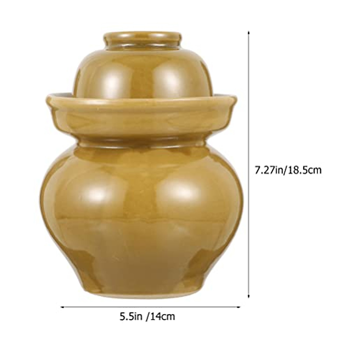 GOOFFY fermentation 1kg Terracotta Traditional Chinese Fermenting Jar Stoneware Pickles Jar with Water Sealed Airlock Lid Ceramic Food Canister Bottle for Pickling Kimchi Sauerkraut tank