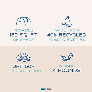 Shibumi Shade®, World's Best Beach Shade, The Original Wind-Powered® Beach Canopy, Provides 150 Sq. Ft. of Shade, Compact & Easy to Carry, Sets up in 3 Minutes, Designed in America