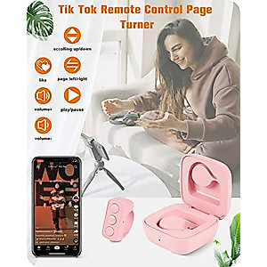 TikTok Remote Control Kindle App Page Turner, Bluetooth Camera Video Recording Remote, TIK Tok Scrolling Ring for iPhone, iPad, iOS, Android - Pink