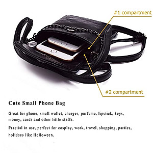 WITERY Small Crossbody Cell Phone Purse Gothic Leather Bag Shoulder Travel Purse