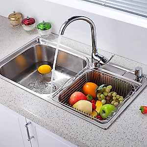 AFANTY 2PCS Kitchen Sink Strainer Stopper 2 in 1, Spring Clip Plunger, Replacement for Standard Drains(3-1/2 Inch), Chrome Plated Stainless Steel Body with Rubber Stopper