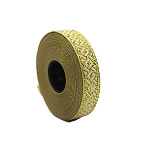 11 Yard Spool 0.62 inch Metallic Gold Celtic Knot Jacquard Ribbon Upholstery Fabric Embroidered Woven Dekorband Drapery Making Trim 16069