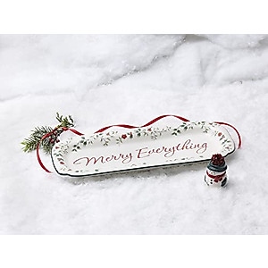 Pfaltzgraff Winterberry Holiday Appetizer Tray with Toothpick Holder, 16.25 Inch, Multicolored
