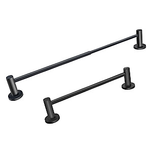 Adjustable 14.6~25 Inch Powerful Magnetic Towel Bar for Oven, Scalable Towel Hanger for Refrigerator, Dishwasher and Laundry Machine, 304 Stainless Steel Matte Black (Magnet Dia:55mm)