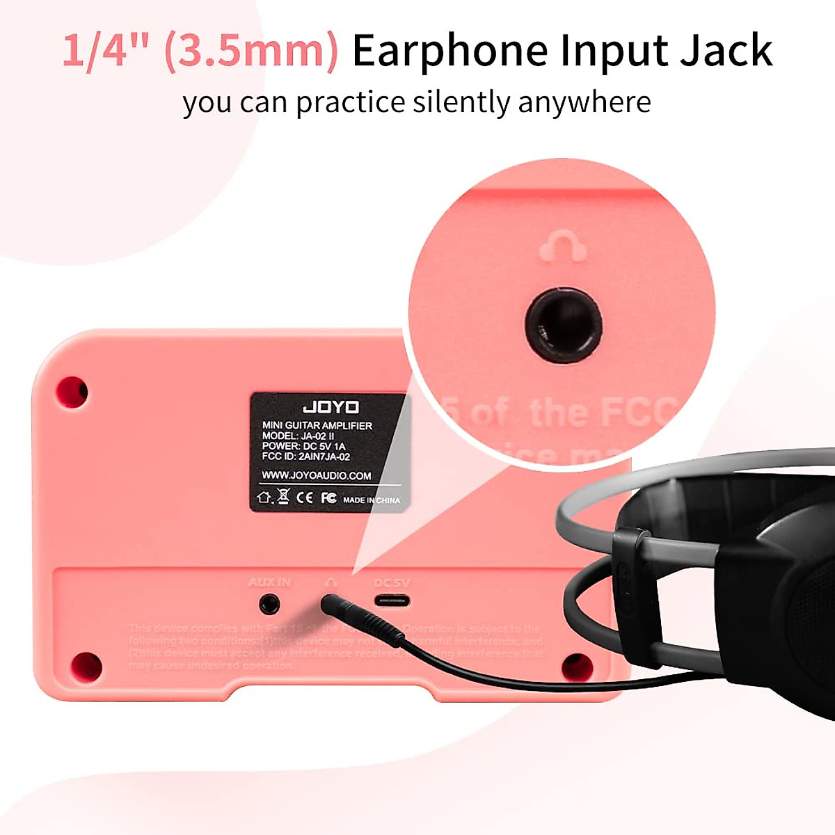 JOYO JA-02 II Pink Small Guitar Practice Combo Amplifier and JT-09 Guitar Tuner