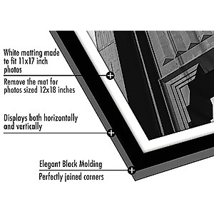 Americanflat 12x18 Picture Frame in Black - Set of 2 - Use as 11x17 Picture Frame with Mat or 12x18 Frame Without Mat - Includes Sawtooth Hanging Hardware for Horizontal or Vertical Display