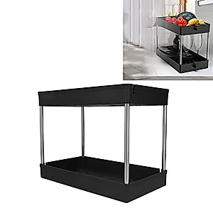 2 Tier Storage Shelf, Easy Assembly Floor Organizer Rack Stable Multifunctional for Dormitory for Office