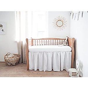 Crib Bed Skirt for Nursery Crib Toddler Bedding Crib Ruffle Bed Skirt for Baby Boys or Baby Girls -Brushed Microfiber for Nursery Crib Bed Skirt Standard Crib and Toddler Bed, 14" Drop (White)