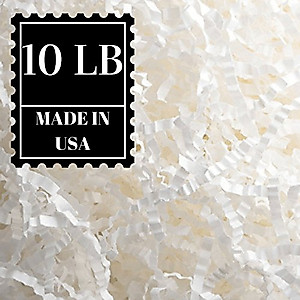 Mrs Fizz Crinkle Cut Paper Shred Filler for Packing and Filling Gift Baskets (10 LB) White