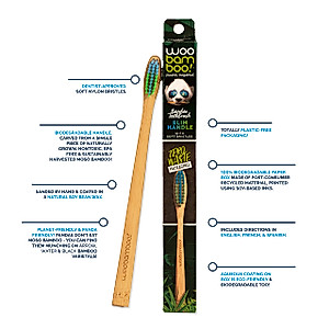 Woobamboo! Bamboo Toothbrush - Slim Handle - Soft Bristle - BPA Free Nylon Bristles - Eco-Friendly, Biodegradable, Compostable, Vegan (Pack of 1)