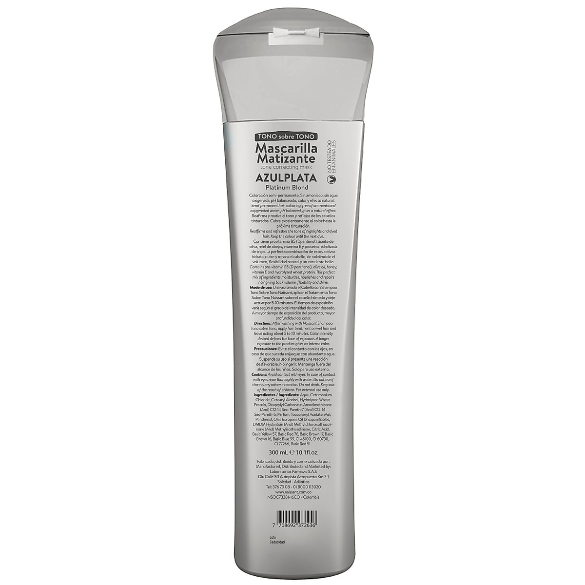 naissant Silver Ash Blonde Hair Blue Toning Mask | Eliminates Brassiness | Neutralizes Yellow & Orange Tones | Paraben, Ammonia & Sulfate Free | Pro-Vitamin B5, Olive Oil & Honey (Azul Plata) 10.1 Fl