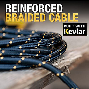 DEWALT Lightning to USB Cable — Reinforced Braided Cable for Lightning — Charger Cord Compatible With iPhone — Apple Compatible Charging Cable — 6 ft