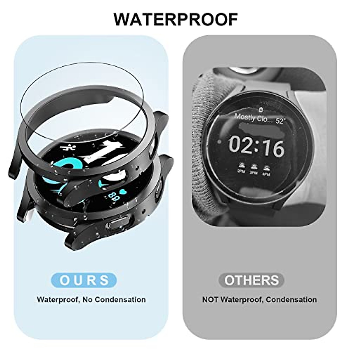 [4+6] Pack for Samsung Galaxy Watch 4 44mm Screen Protector Case, Haojavo 4 PACK Hard PC Cover Protective Bumper Shell + 6 PACK Tempered Glass Screen Protector Film for Galaxy Watch 4 44mm Accessories