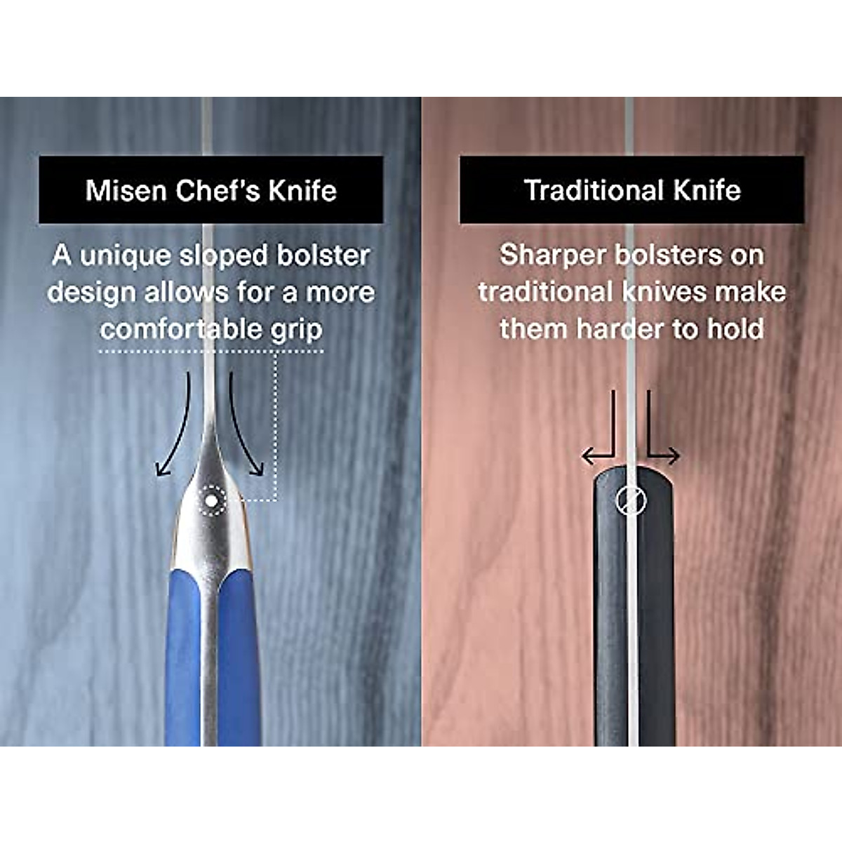 Misen Chef Knife - 8 Inch Professional Kitchen Knife - High Carbon Stainless Steel Ultra Sharp Chef's Knife, Blue