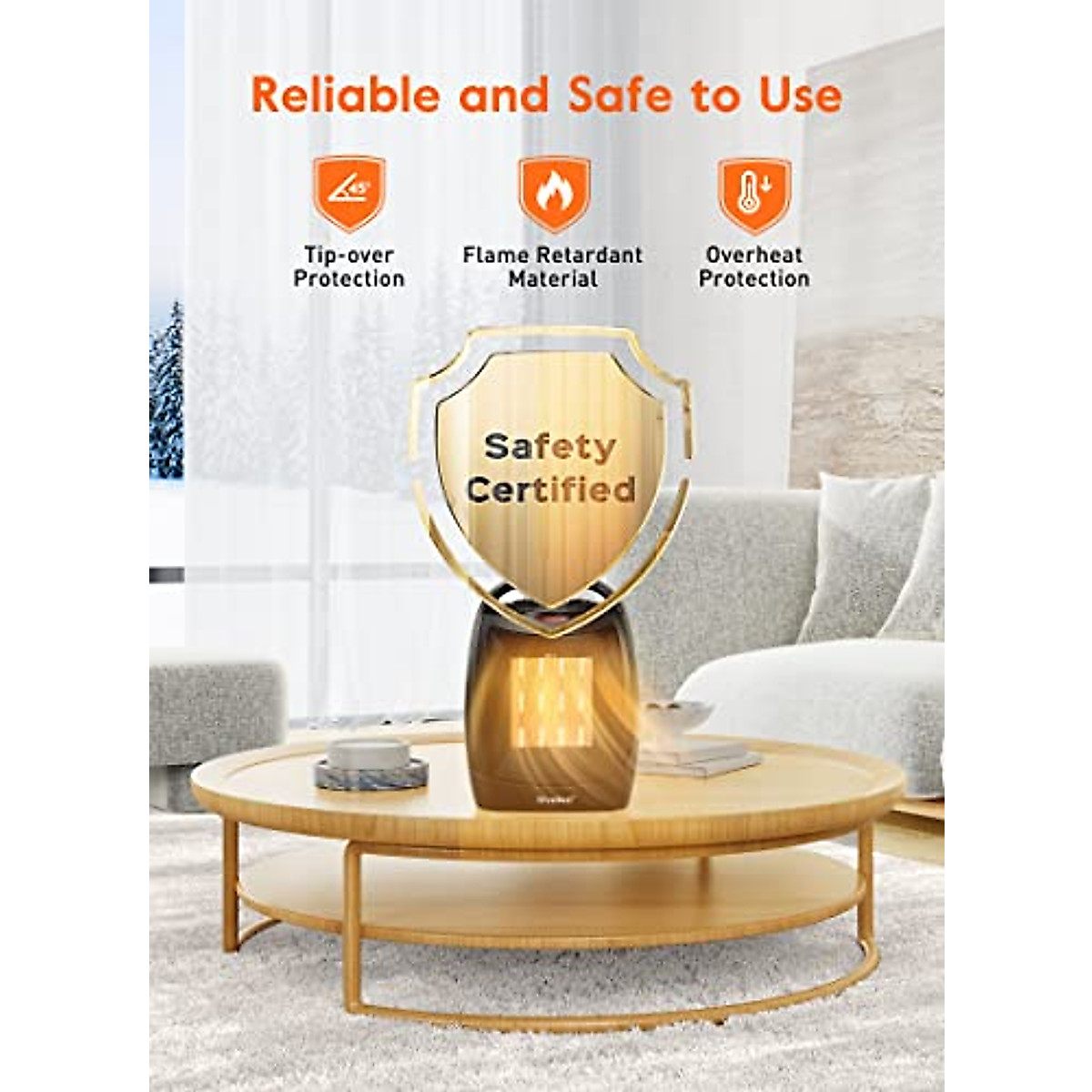 GiveBest Portable Electric Space Heater, 1500W/750W Ceramic Heater with Thermostat, Heat Up 200 Square Feet in Minutes, Safe and Quiet for Office Room Desk Indoor Use