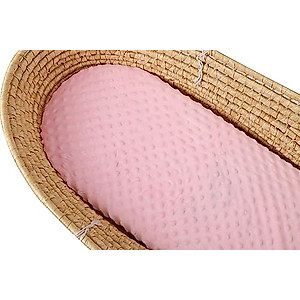 Minky Bassinet Sheet Set 2 Pack Stretch Fitted Cradle Sheets,Ultra Soft Thick Universal Fit Oval Rectangle Hourglass Pad/Mattress, for Baby Girls and Boys Grey Pink