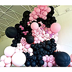 Pink Black Balloon Garland Metallic Rose Gold Balloon Different Size Black Latex Pastel Pink Arch Kit for Baby Shower Birthday Bridal Shower Wedding anniversary Anniversary Graduations Decoration