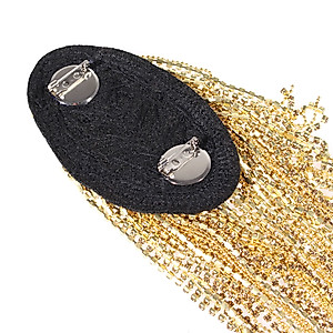 IUASZZ 2 Pieces Tassel Epaulets Metal Fashion Shoulder Jewelry Rhinestones Cloth Accessories Brooches for Women, 2.2×4in (Gold)