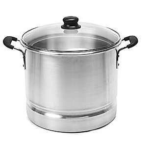 IMUSA USA Steamer with Glass Lid 20-Quart, Silver