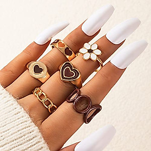GIGB PBDK Y2K Colorful Cute Rings for Women,Stackable Rings Chunky Heart Flower Butterfly Rings Trendy Aesthetic Statement Rings for Women Teen Grils