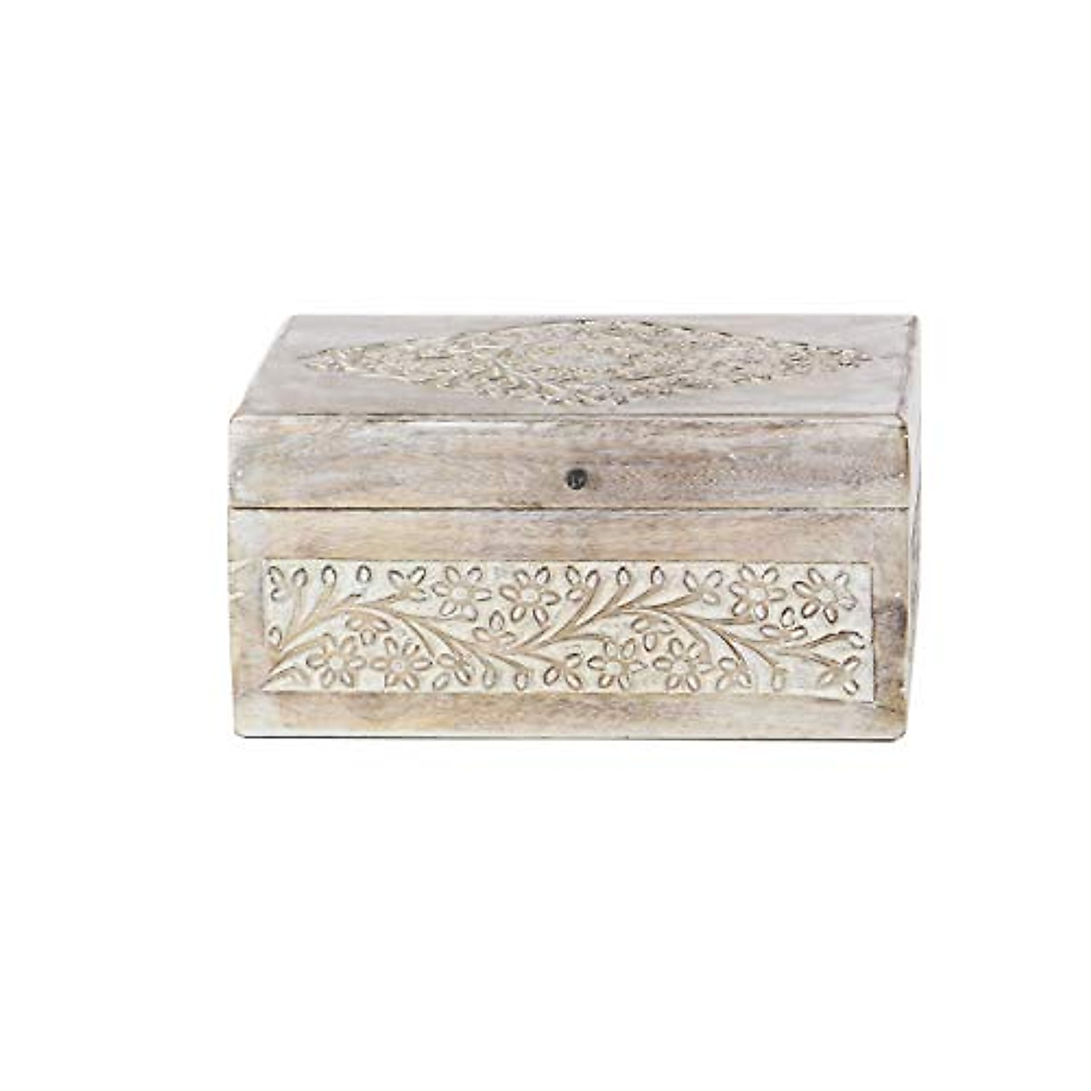 Deco 79 Mango Wood Floral Box with Hinged Lid, Set of 3 8", 10", 12"W, Brown