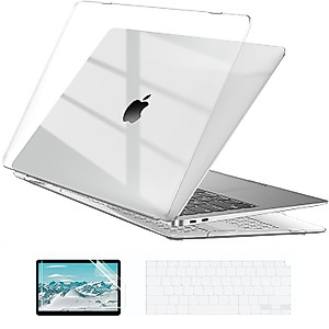EooCoo Compatible with MacBook Air 13 inch Case 2021 2020 2019 2018 M1 A2337 A2179 A1932 with Retina Display Touch ID，Case + TPU Keyboard Skin Cover + Screen Protector - Crystal Clear
