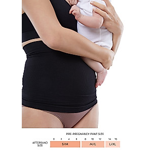 Ingrid & Isabel Basics Afterband - Postpartum Belly Band – After Birth & Post Surgery Compression Wrap for Abdominal Support and Recovery - Black (S/M)
