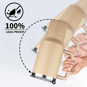 StarSpeed 40 oz Tumbler with Handle and Straw Lid | Stainless Steel Water Bottle Travel Mug Reusable Insulated Cup With Lid And Straw, Keep Cold Heat and Ice for Hours(40oz,Mocha)