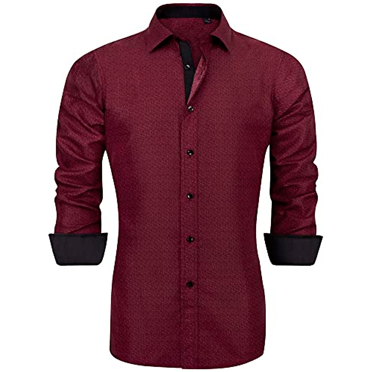 J.VER Men's Casual Long Sleeve Dress Shirt Print Business Button Down Shirts Burgundy 3X-Large