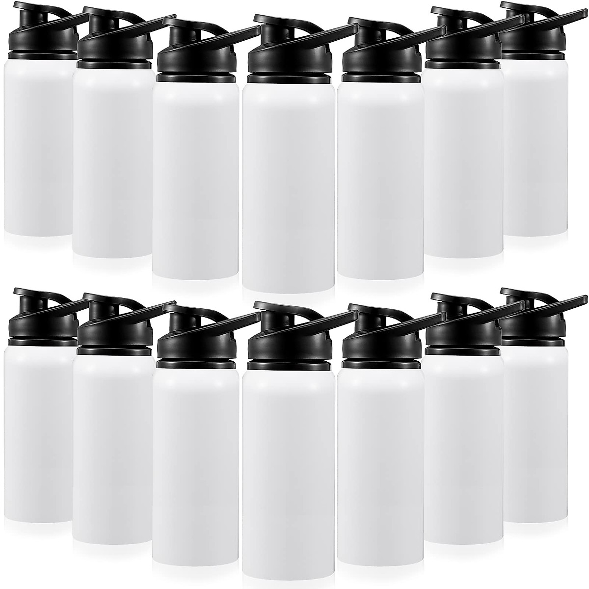 Gandeer 14 Pcs Aluminum Water Bottle 17 Oz Bike Bottles with Snap Lid Reusable Easy Carry Sports cups for Camping Hiking(White)