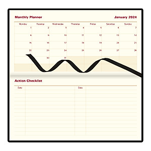 Letts of London Belgravia Weekly/Monthly Planner, 12 Months, January to December, 2024, Appointments, Horizontal, Slim Size, 6.625" x 3.25", Black (C33SBK-24)