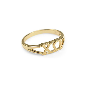 The Collegiate Standard Chi Omega 14k Gold Plated Sorority Ring with Greek letters