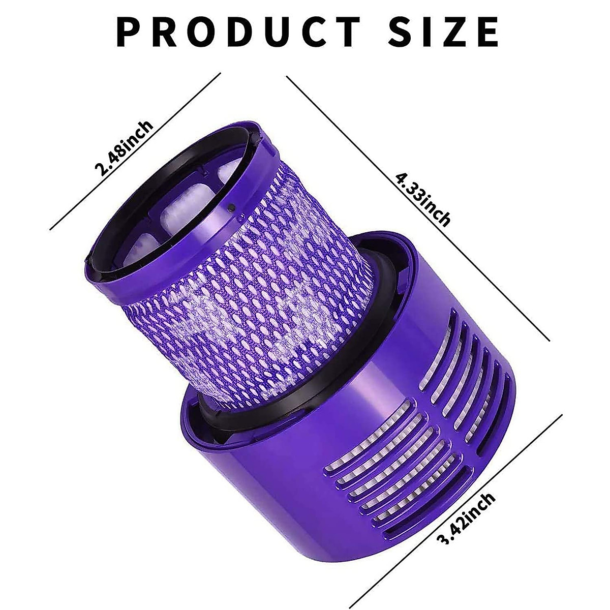 Dyson V10 Cyclone Series Replacement Filter - 2 Pack Washable Hepa Filter for V10 Absolute, Animal, Total Clean, Motorhead, SV12 (Part #969082-01)