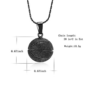 constantlife Cremation Jewelry for Ashes - Basketball Stainless Steel Memorial Pendant Urn Necklace Keepsake for Men Women (Black)