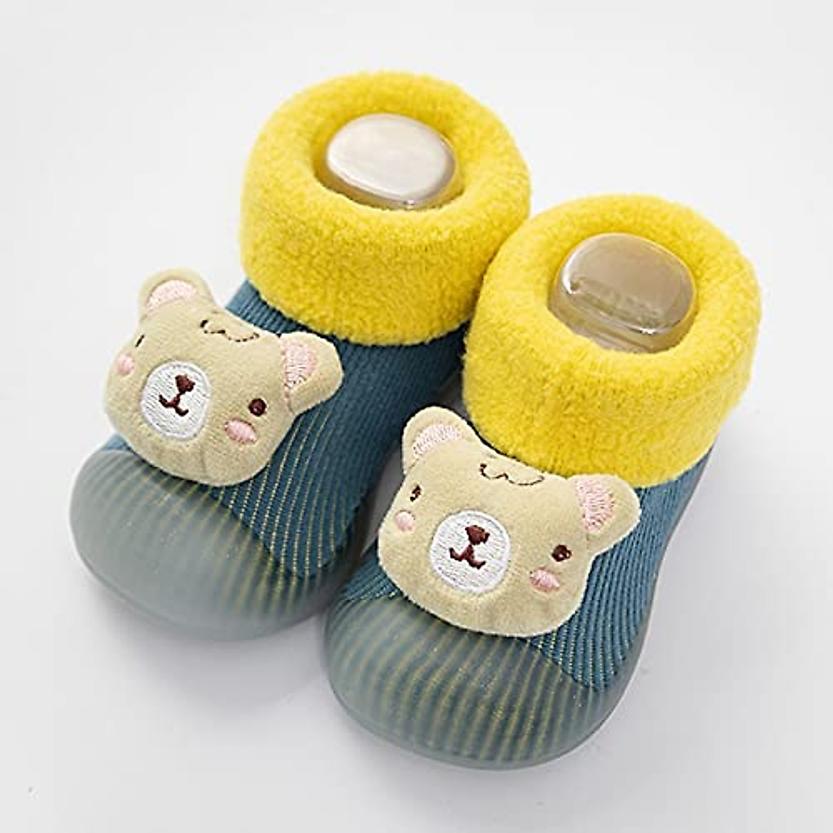 Lykmera Infant Toddle Footwear Winter Toddler Shoes Bottom Indoor Non Slip Warm Floor Cartoon Tiger Socks Shoes Fall Shoes (Green, 6-12 Months)