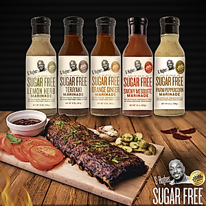 G Hughes Sugar Free, Assorted Marinades - Gluten Free, Sugar Free Sauces and Marinades Gift Sets, Marinades for Meats, (1) Lemon Herb 12oz bottle (1) Teriyaki 13oz bottle & (1) Orange Ginger 13oz