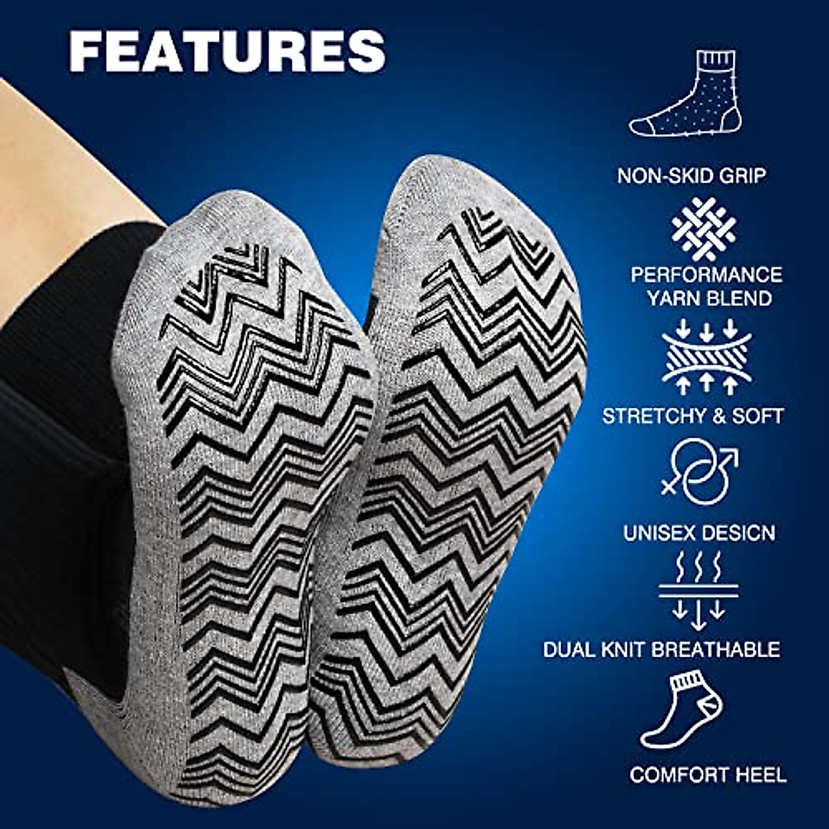 Men's Soccer Socks, 4 Pcs Anti Slip Soccer Socks,for Football Basketball Sports Grip Socks-Gift: Football Backpack(Random Color)