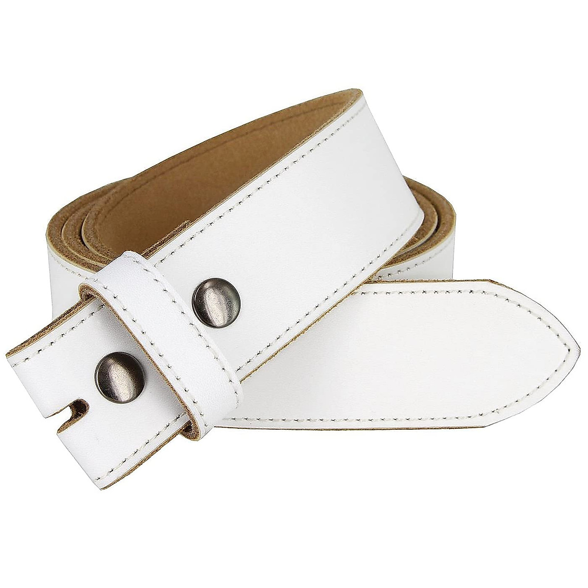 BS1200 White Belt Genuine Leather Replacement Casual Belt Strap 1-1/2"(38mm) Wide N (White, 34)
