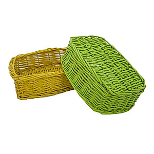 Rectangle Small Wicker Baskets for Sundries 3pcs Storage Bins (Colorful)