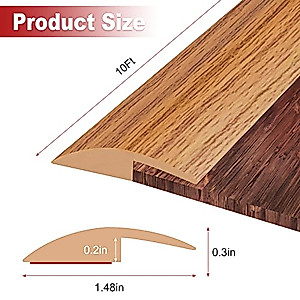 10Ft Carpet Floor Transition Strip, Self Adhesive Floor Edging Trim Strip, PVC Threshold Cover for Doorway, Floor Divider Strip Suitable for Threshold Height Less Than 5 mm - Light Brown Wood Grain