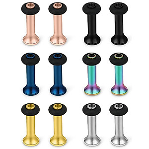 Vsnnsns 10G 316L Surgical Stainless Steel Ear Gauges Tunnel Plug Earrings Expander Stretcher Piercings Jewelry for Women Men 6 Pairs 10 Gauge 2.5mm