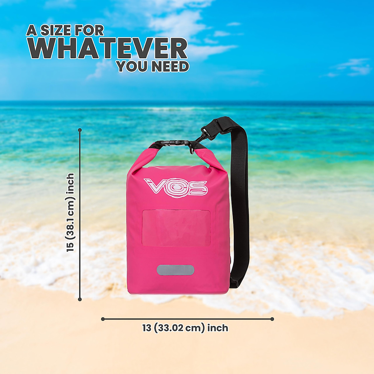 VOS Waterproof Premium Dry Bag - 5L | All-purpose Bag Lightweight Dry Storage Bag Backpack for Travel, Swimming, Boating, Kayaking, Camping, Beach (Pink)