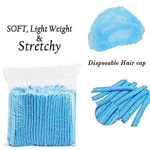 R RMS DEALZ 100 Pcs 21” Disposable Bouffant Caps, Hair Head Cover Net, Non-Woven, Medical, Labs, Spa, Nurse, Tattoo, Food Service, Health, For Men and Women (blue)…
