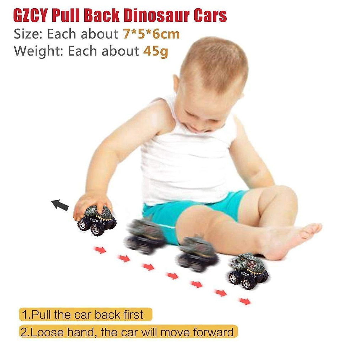 GZCY Christmas Gifts Toys for 2-9 Year Old Boys, Pull Back Dinosour Cars for Boys Birthday Present Toy Car for Kids Age 2-9 Push & Pull Toys for Toddlers Infant （6 packs)