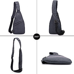 Wytidian Sling Bag Anti-Thief Crossbody Bag for Men Women Lightweight Personal Pocket Chest Bag for Travel Hiking Camping (Dark Grey)