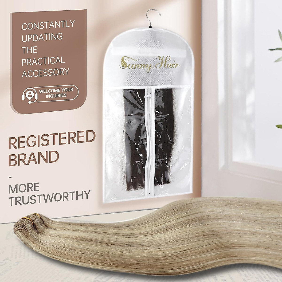 Sunny Hair Clip in Hair Extensions Straight Human Hair Clip in Extensions Remy Clip in Hair Extensions Real Human Hair Extensions Clip ins Golden Blonde Highlights Light Blonde 18inch